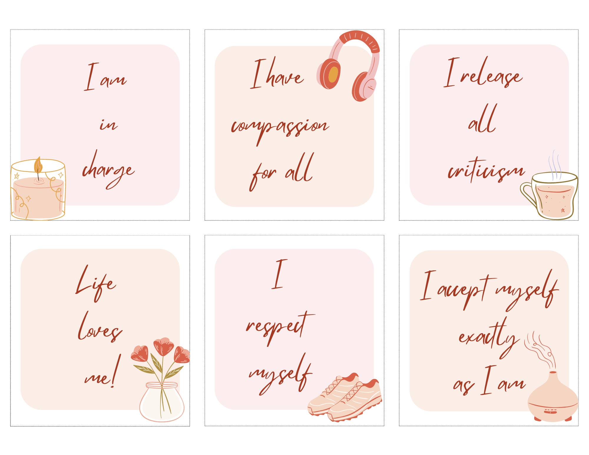 30 Printable Affirmation Cards for Self Love, Self Care. Perfect for ...
