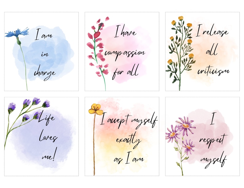 Printable Affirmation Cards for Self Love, Self Care, Floral, Spring - Etsy