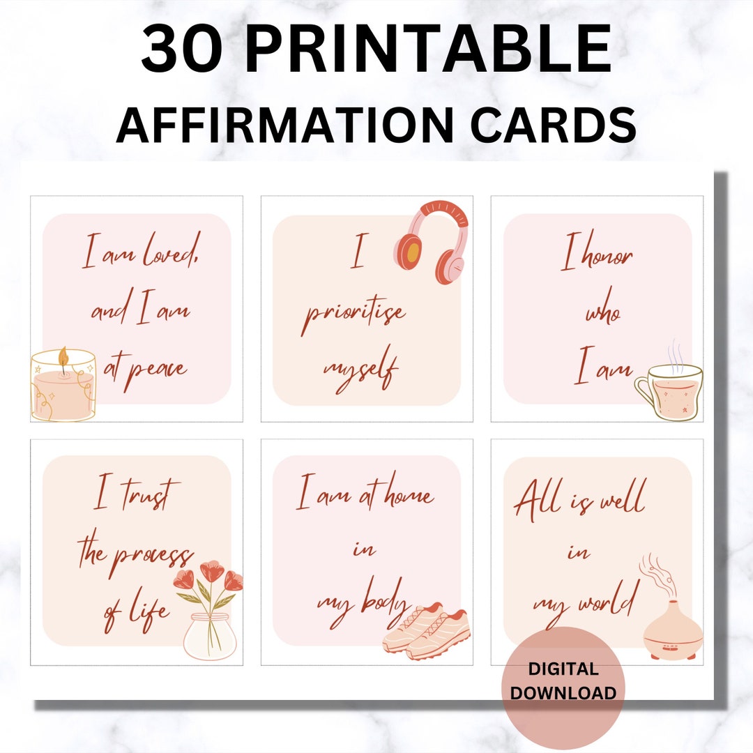 30 Printable Affirmation Cards for Self Love, Self Care. Perfect for ...