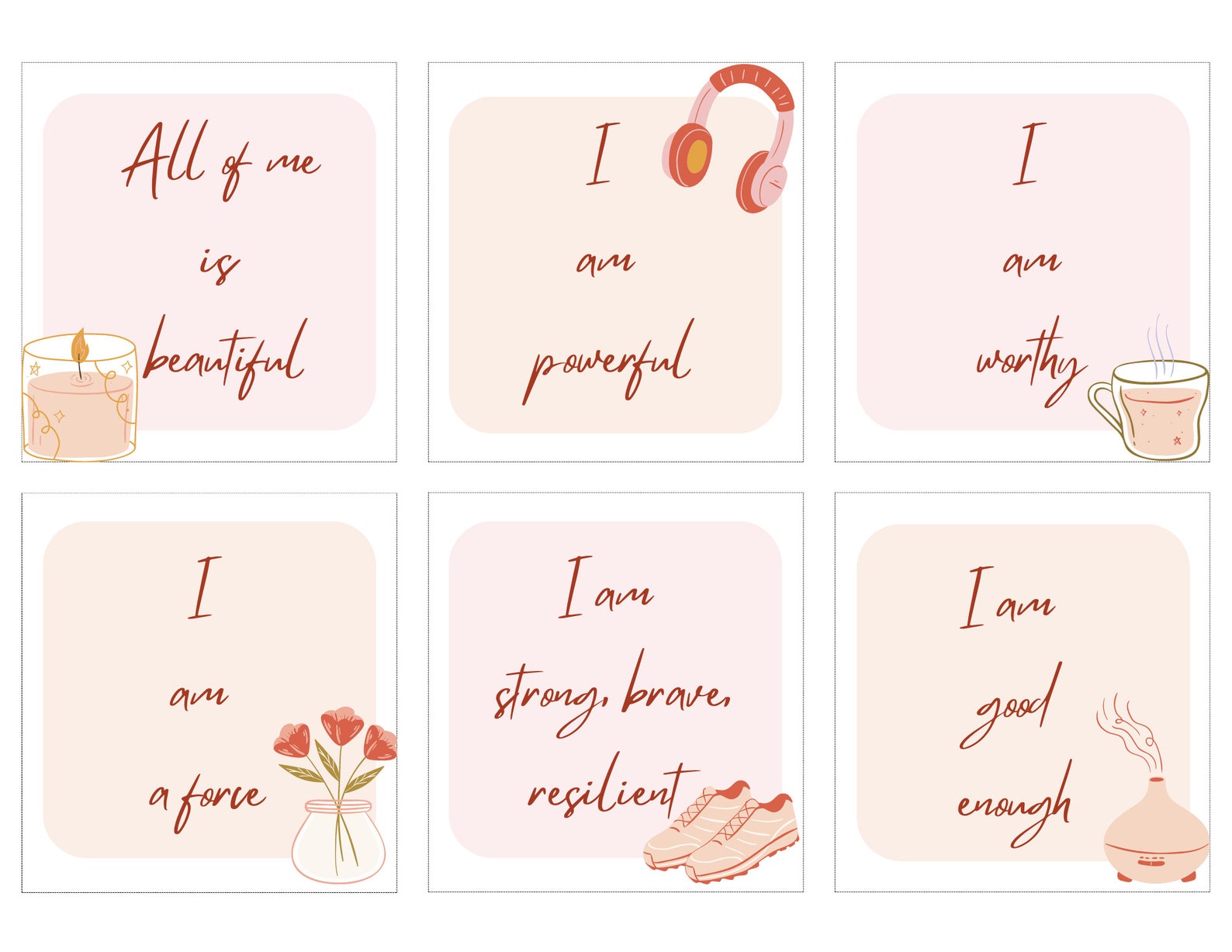 30 Printable Affirmation Cards for Self Love, Self Care. Perfect for ...