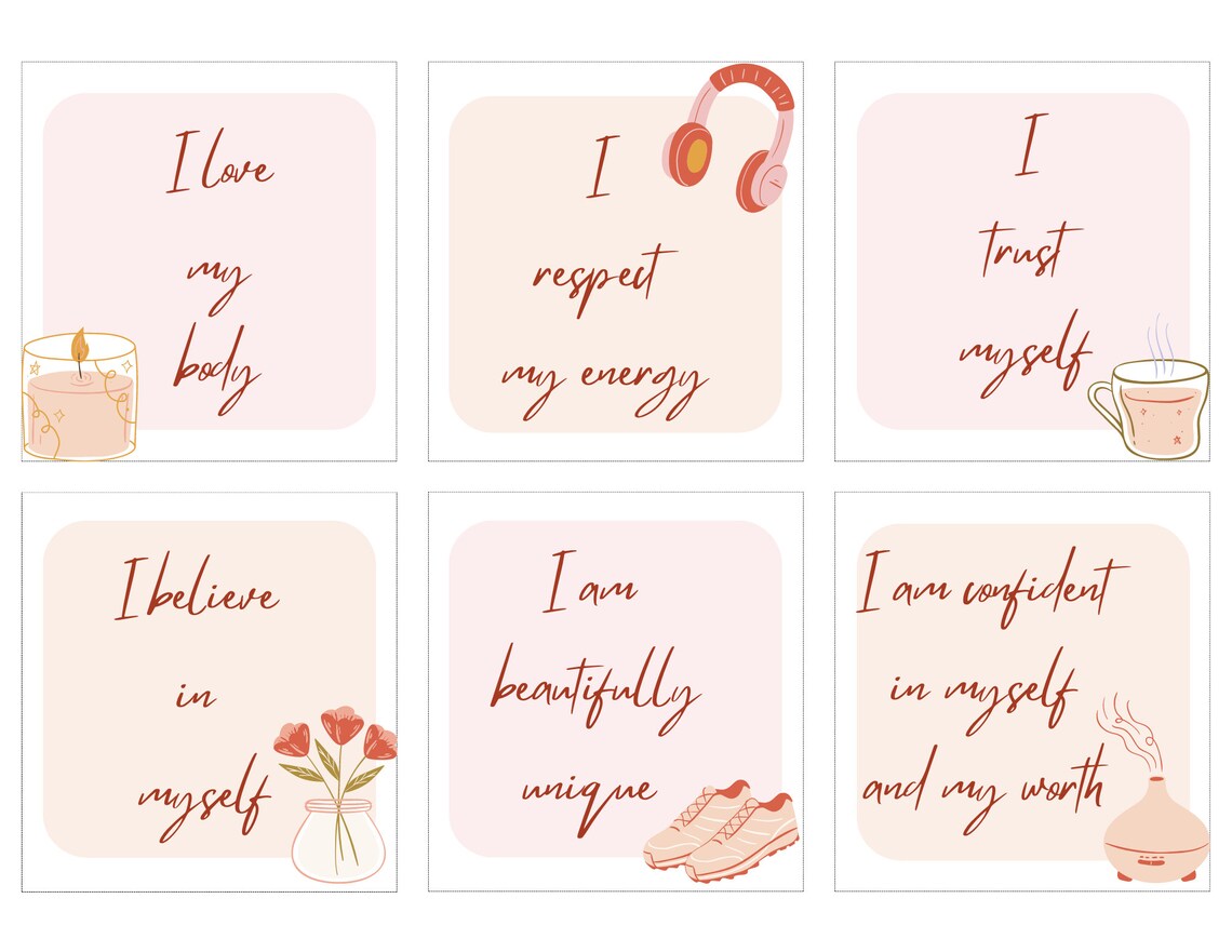 30 Printable Affirmation Cards for Self Love, Self Care. Perfect for ...