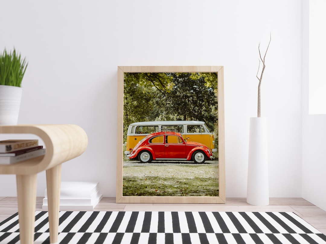 Classic VW Beetle and Bus Print Decor, VW Bus Poster, VW Bus ...