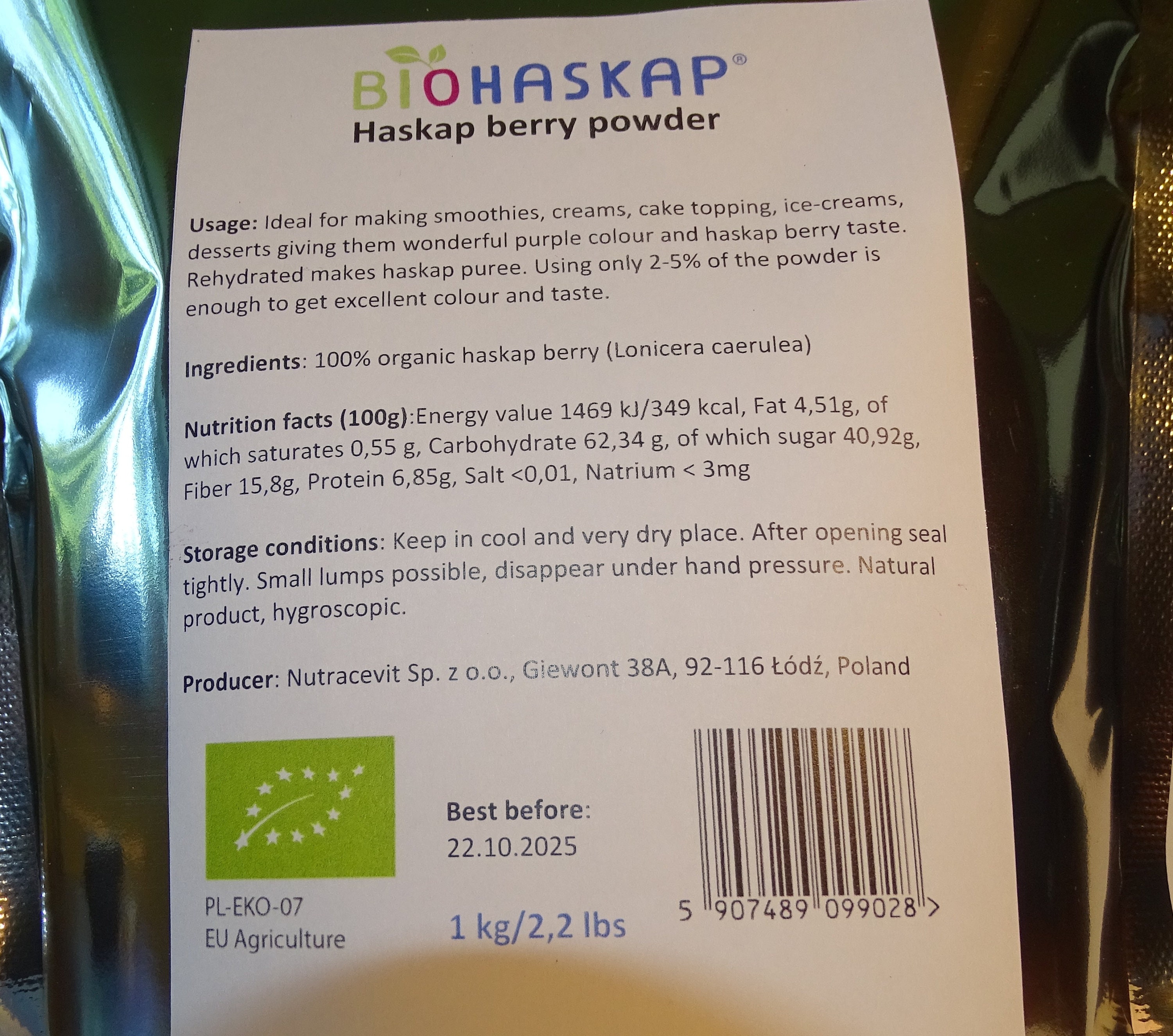 1kg/2.2lbs Organic Haskap Berry Powder BIOHASKAP. Very Fruity, Sweet ...