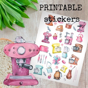 Printable Kitchen Tools Stickers Planner Stickers PDF | Etsy
