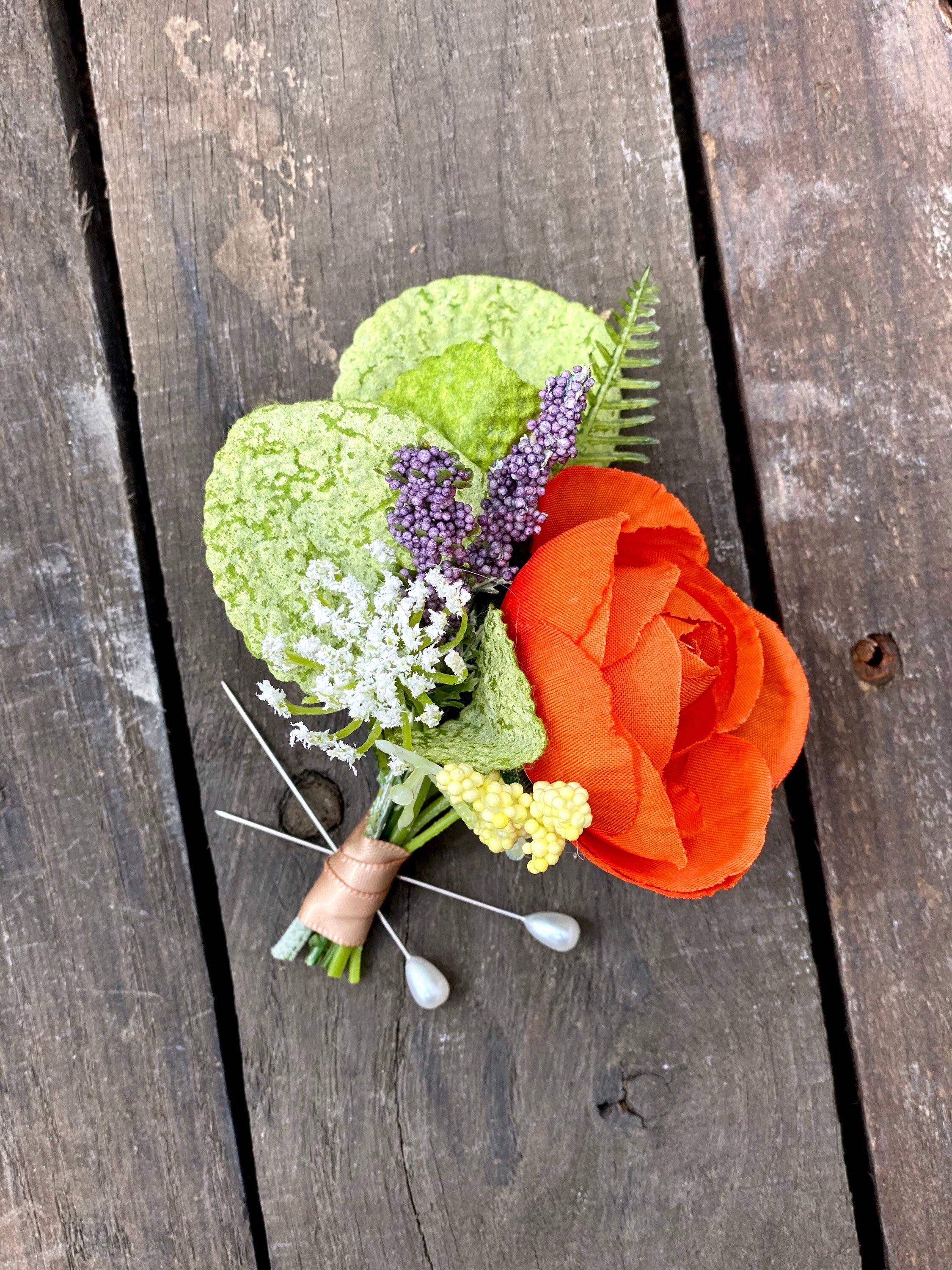 Spring and Summer Bridal Bouquet, Poppy, Peony, Corsage, Silk Wedding ...