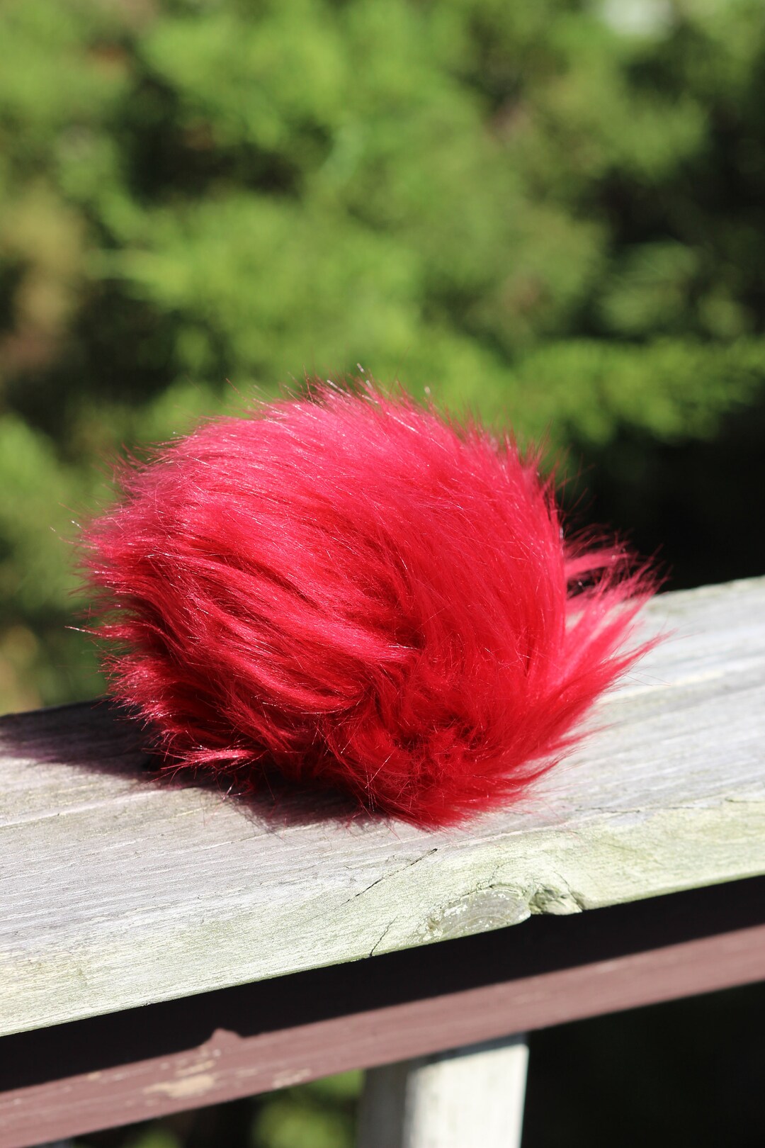 Faux Fur Pom Poms, Red Pom Pom, Red Faux Fur Pom Pom, Scarlet Red Pom ...