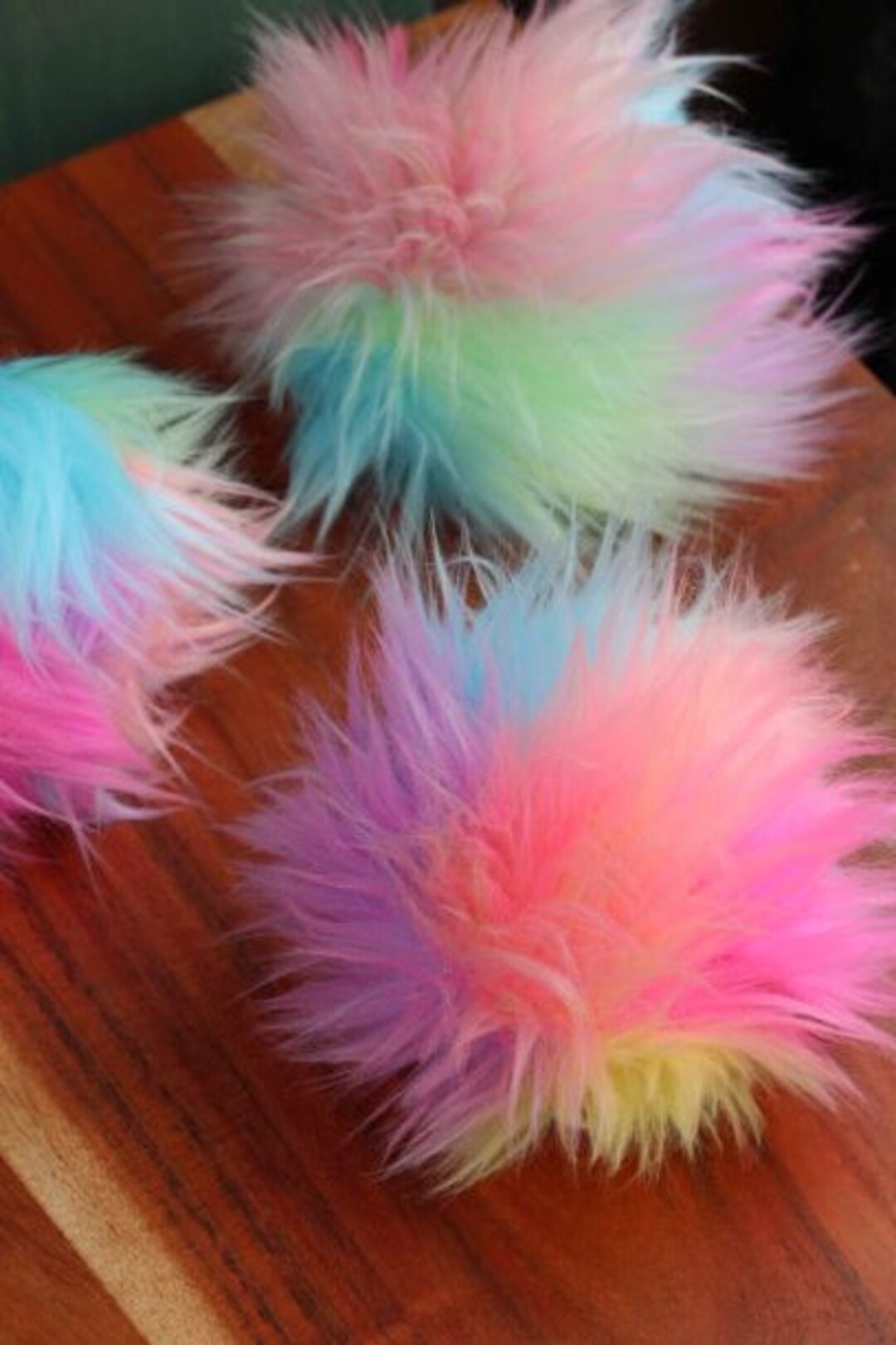 Faux Fur Pom Pom, Fur Pom Pom, Multicolored Pom Pom, Hat Pom Pom ...
