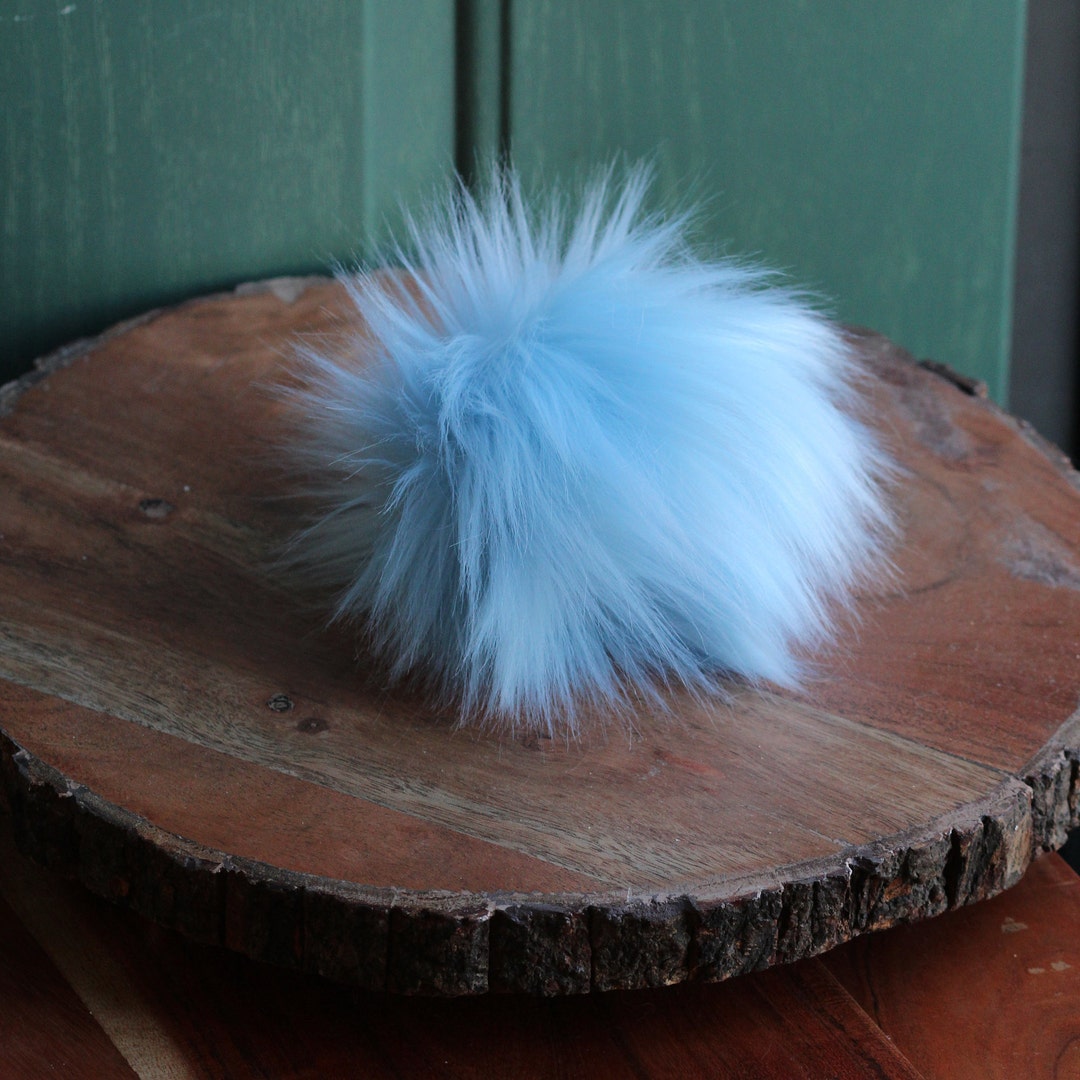 Faux Fur Pom Pom, Fur Pom Pom, Blue Pom Pom, Dusty Blue Pom Pom, Baby ...