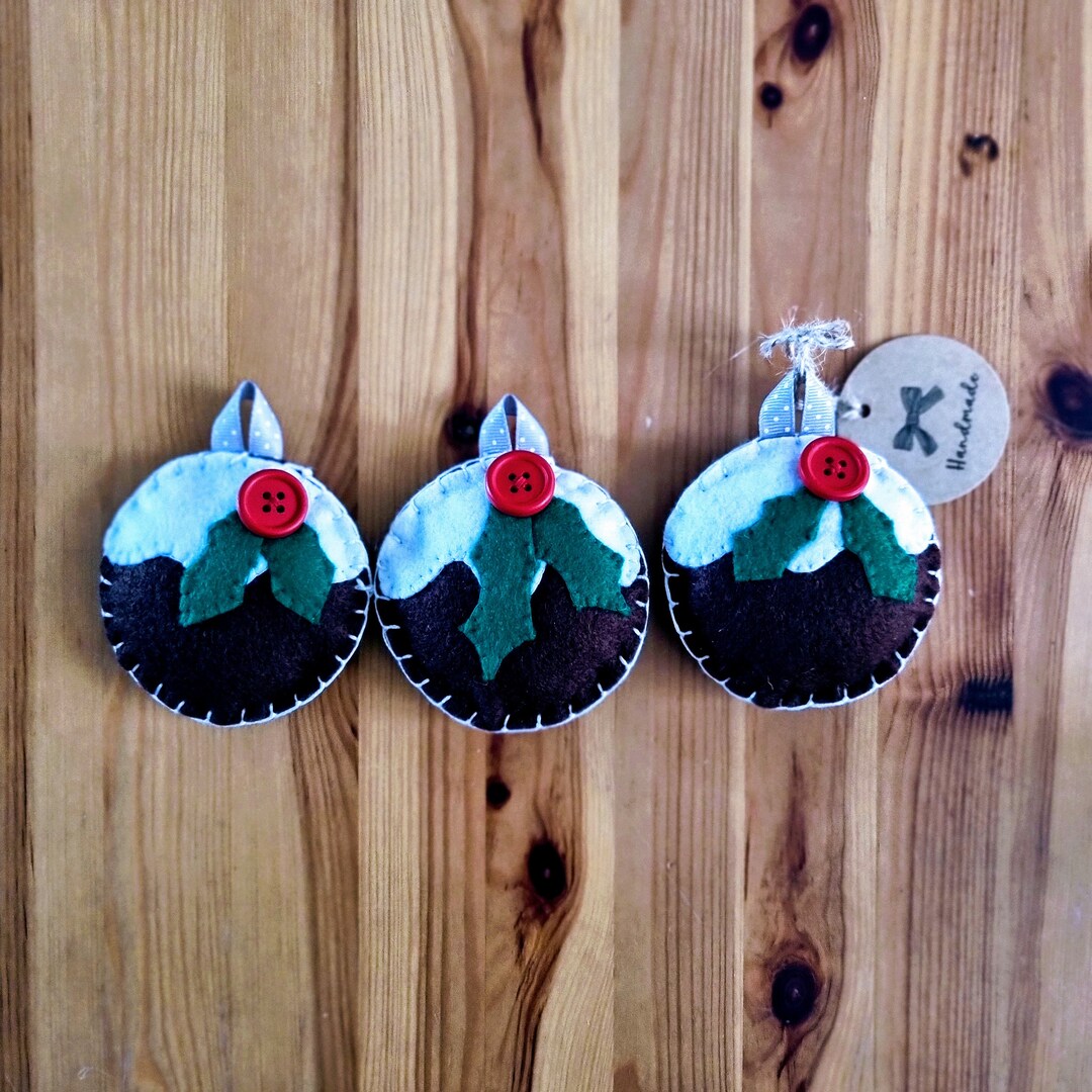 Christmas Pudding Christmas Decorations set of Three - Etsy