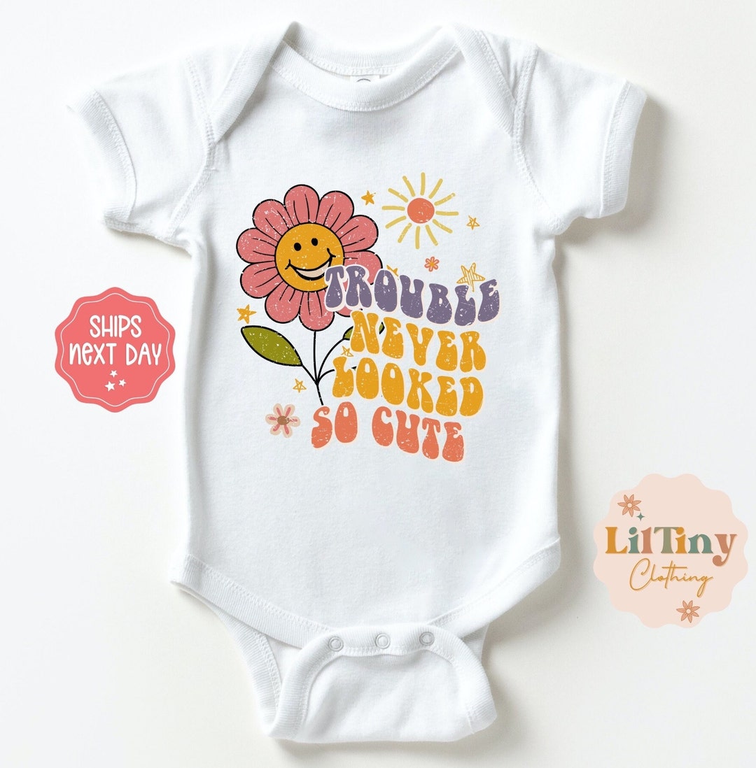 Trouble Never Looked so Cute Baby Onesie® | Retro Vintage Baby Onesie ...
