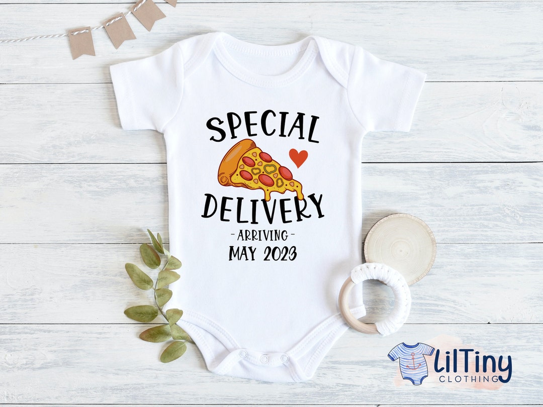 Personalized Special Delivery Baby Onesie® // Pizza Onesie ...