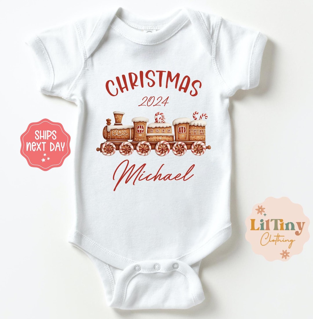 Custom Christmas Train Baby Onesie® - Organic Cotton Bodysuit - Etsy