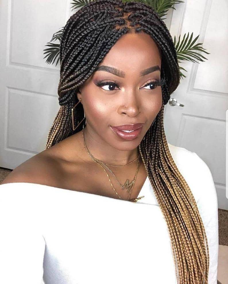 Knotless Braided Wig Full Lace Wig Braided Wig Knotless Box Etsy
