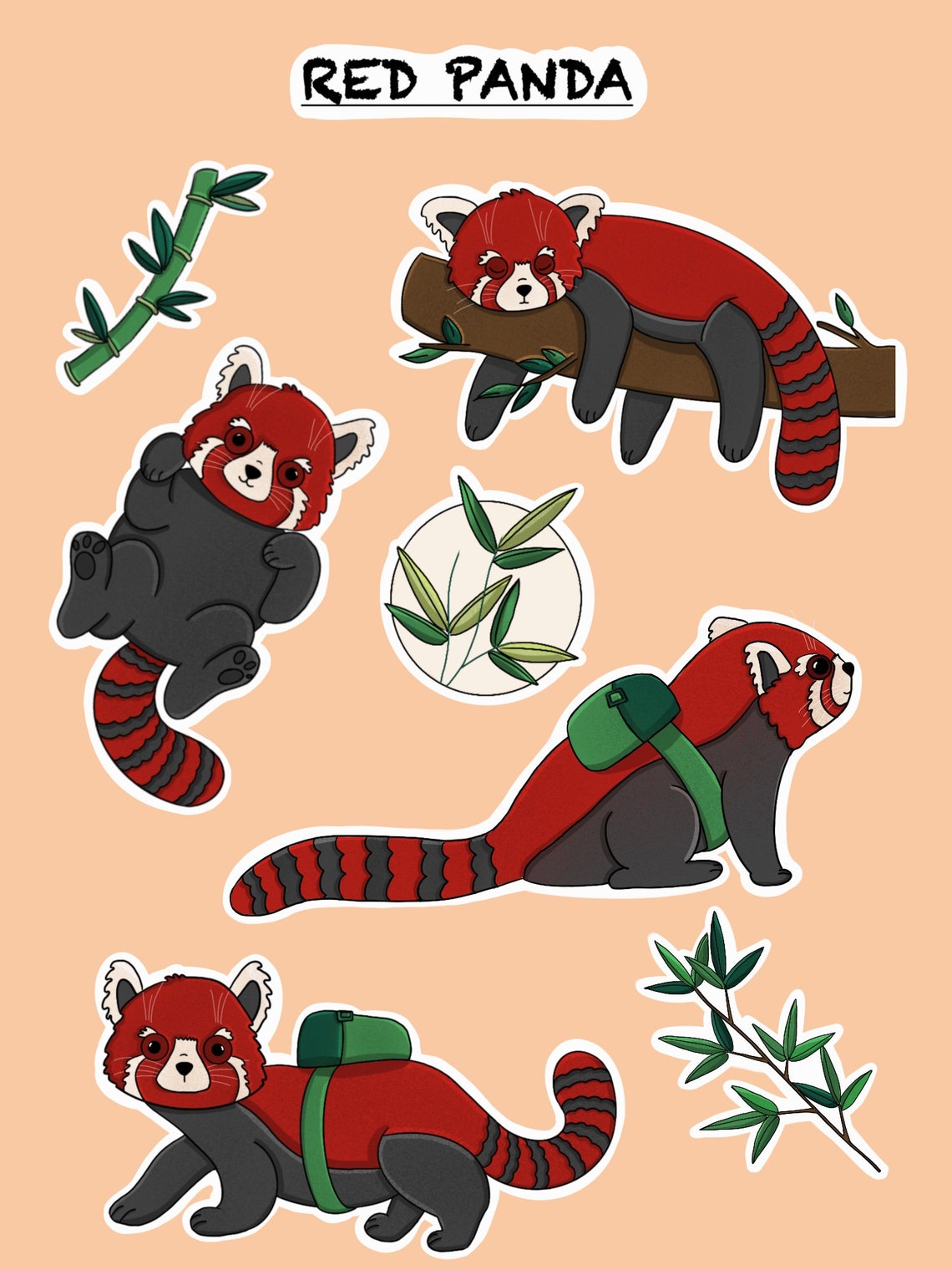Cute Red Panda Sticker Sheet | Etsy