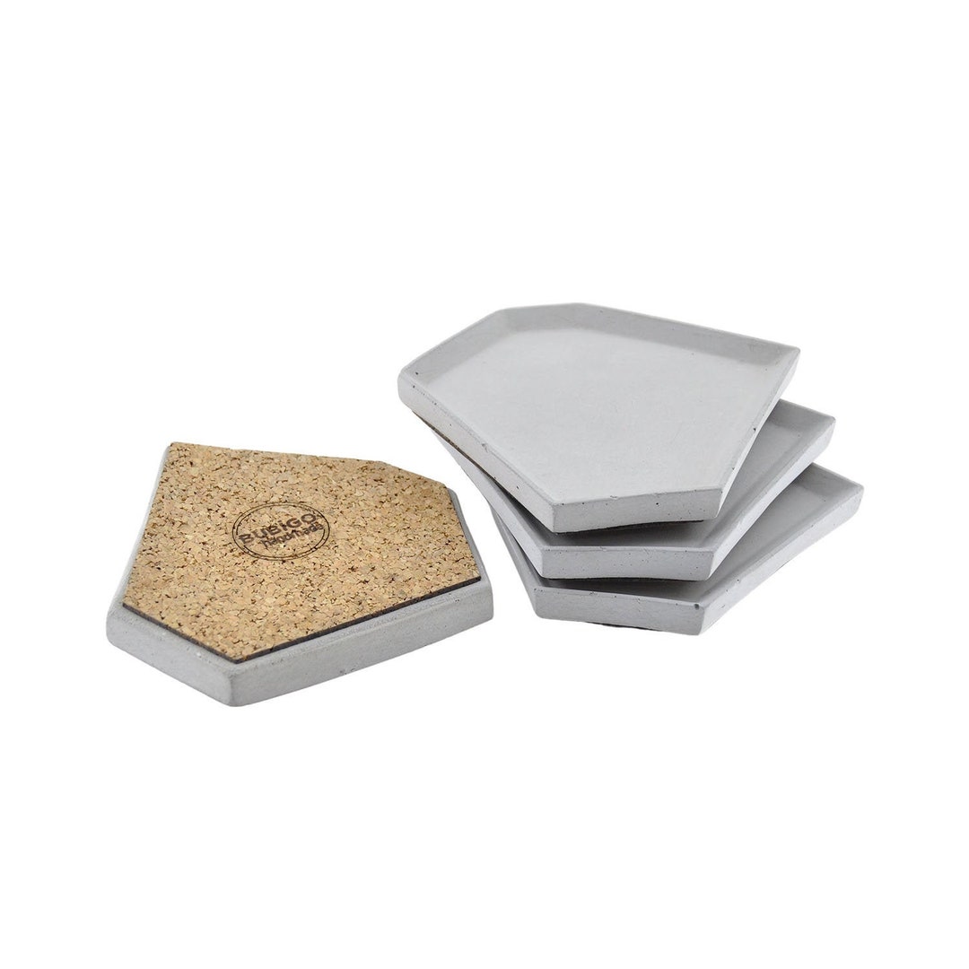 Coasters Set, Set of Large Geometric Concrete Coasters, Geometric ...