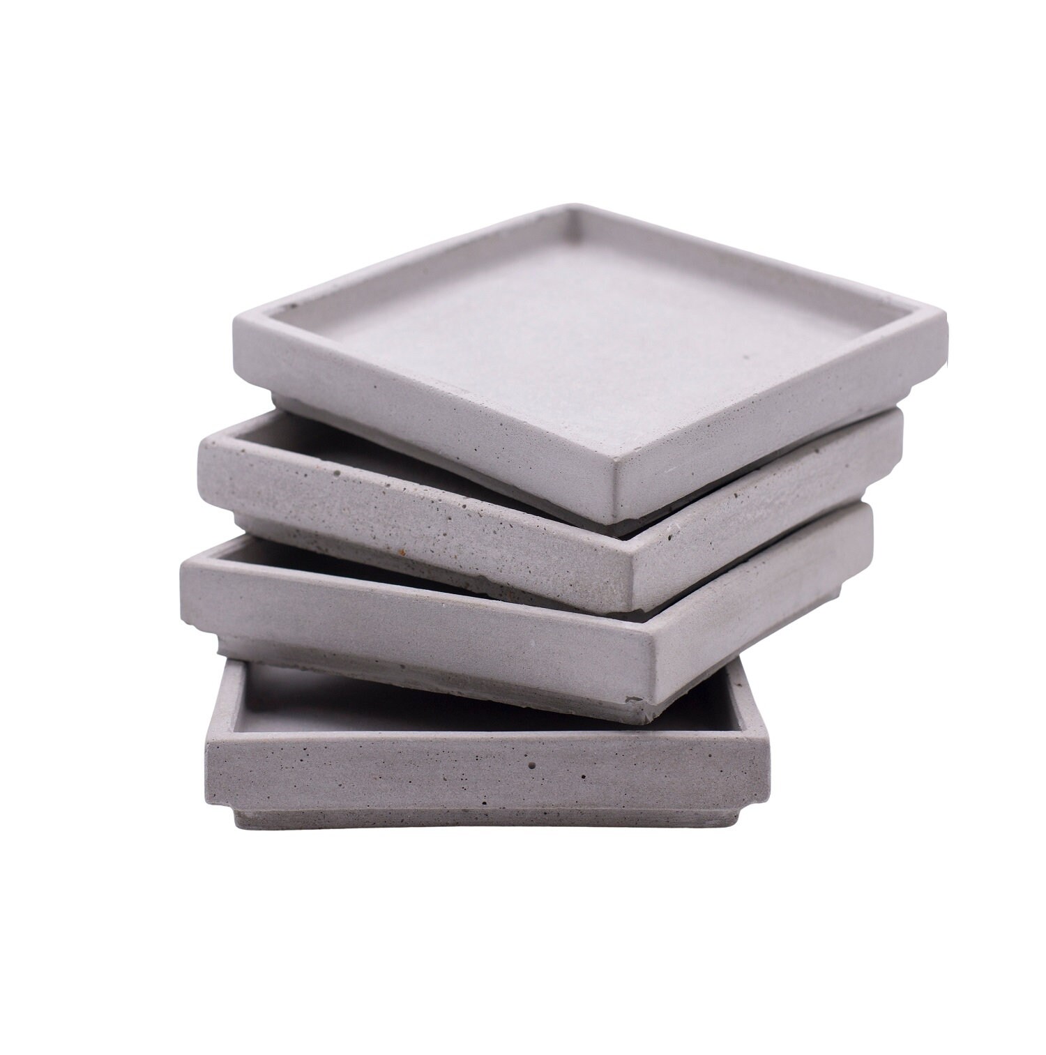 Set of Square Concrete Coasters, Cement Modern Coaster, Square Concrete ...