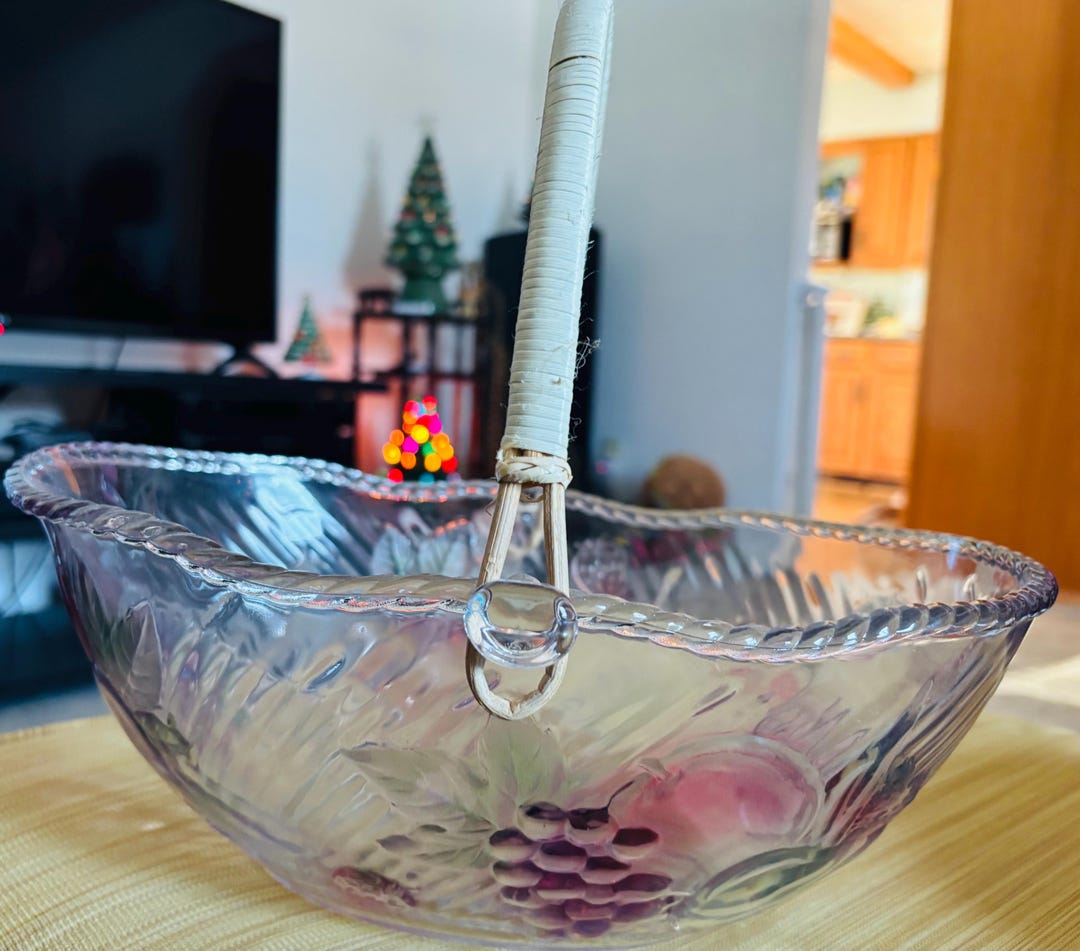 Vintage Aderia Colored Glass Fruit Bowl Basket - Etsy