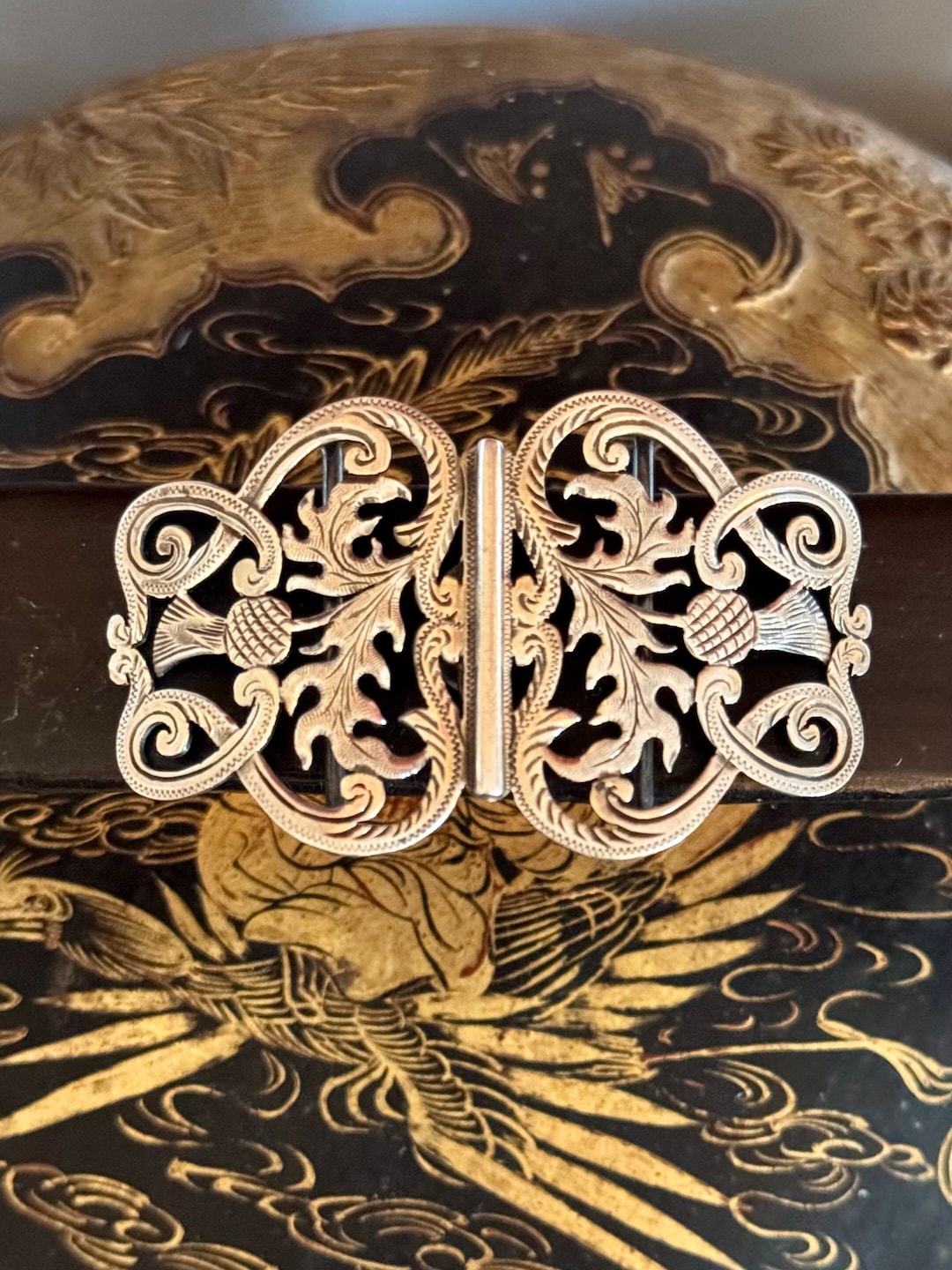 Antique Sterling Silver Nurses Buckle Intricate Foliate Design, Scrolls ...