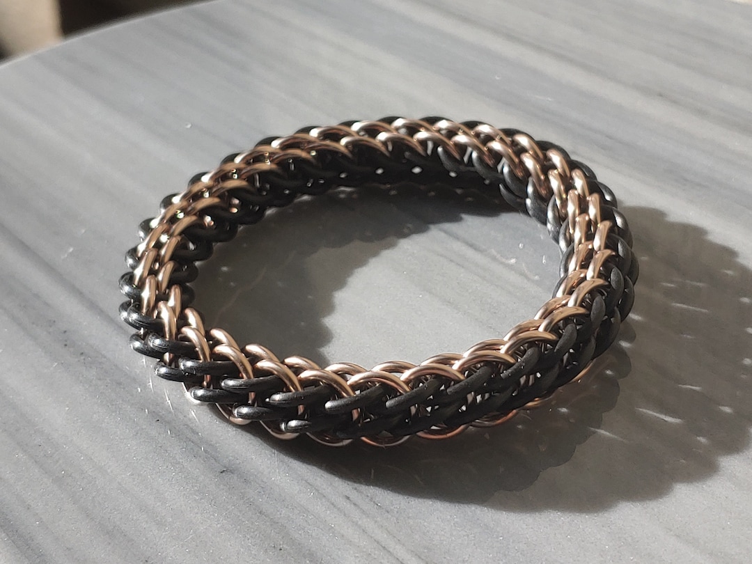 Tethys champagne Chainmail Stretch Bracelet - Etsy