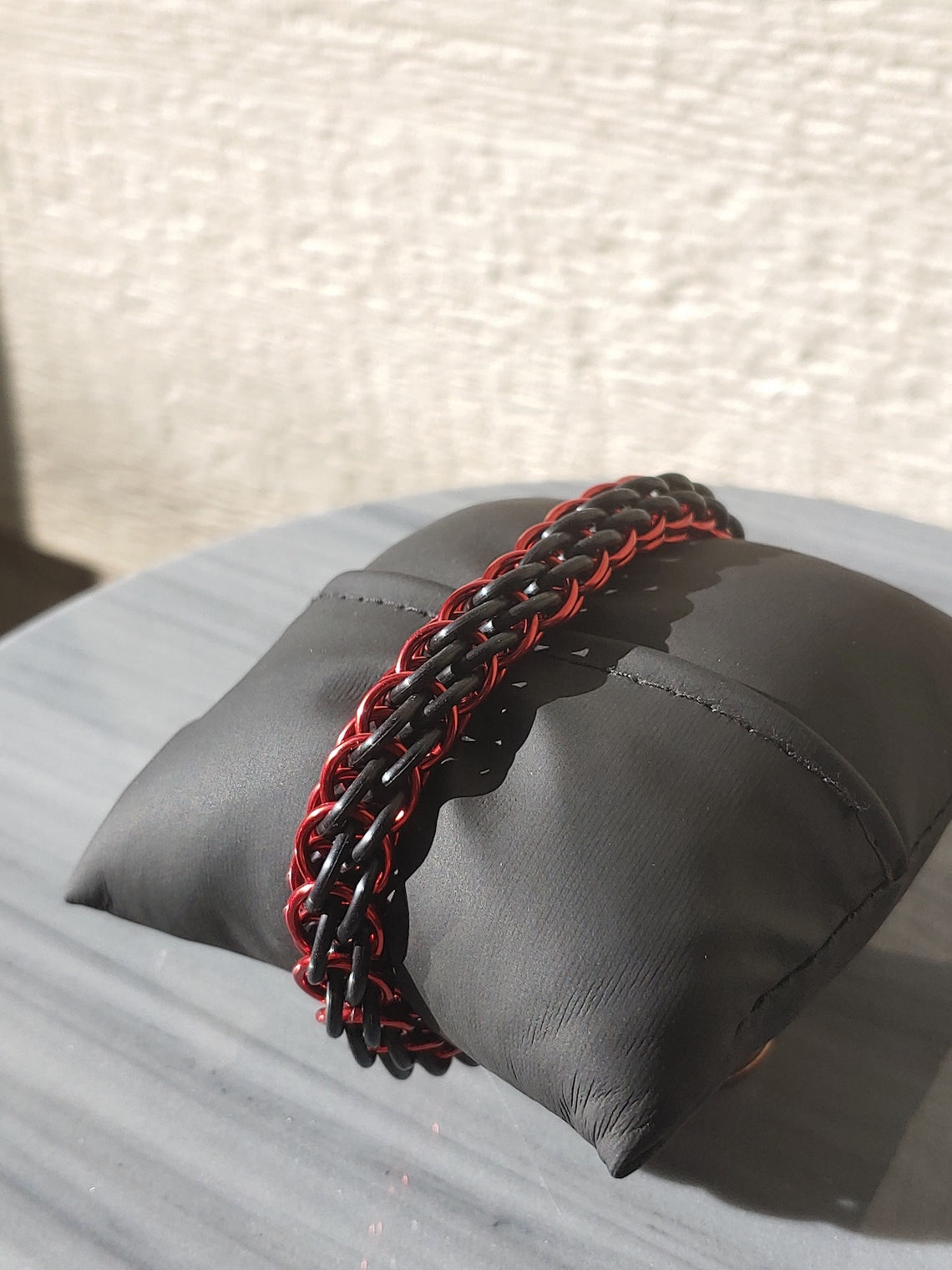 Tethys red Chainmail Stretch Bracelet - Etsy