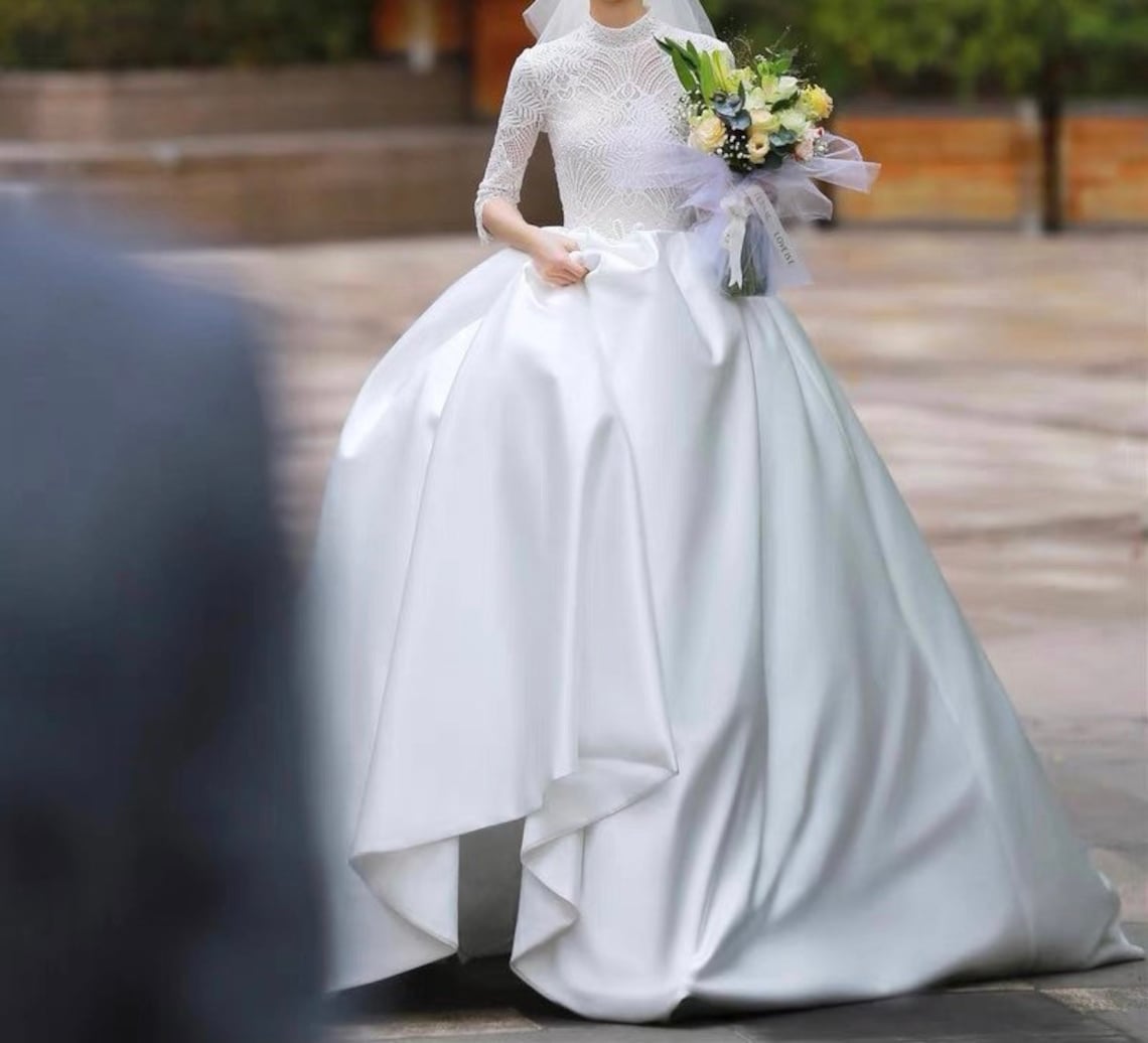 High Collar Wedding Dress Long Sleeve Wedding Dress Ball - Etsy