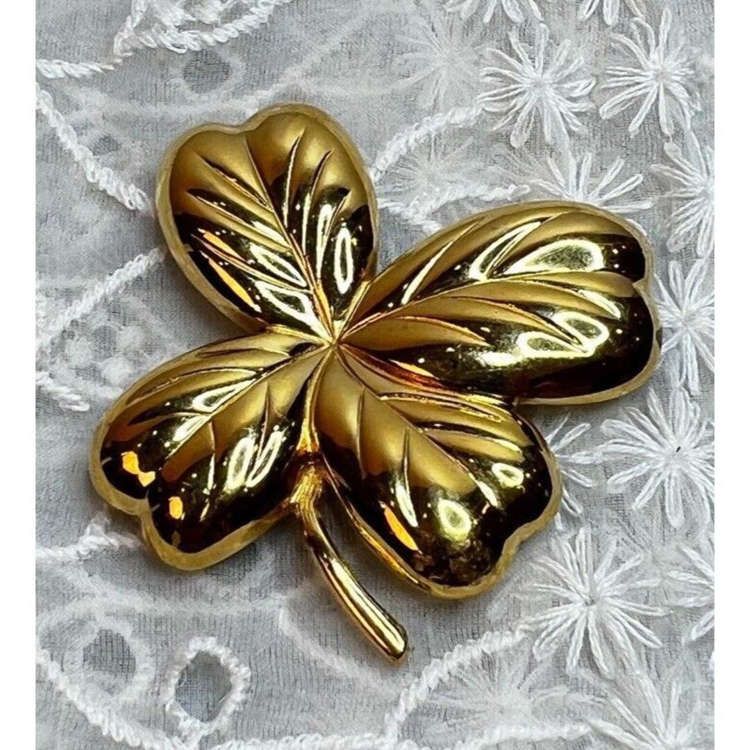 Vintage Four Leaf Clover Monet Pin Brooch Gold Toned Shamrock 2" - Etsy