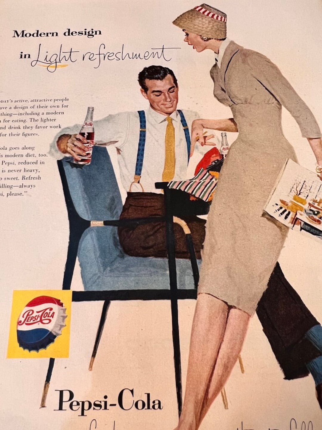Vintage Pepsi-cola Ad 1950s Life Magazine 10.5" X 14" Pepsi Drink - Etsy