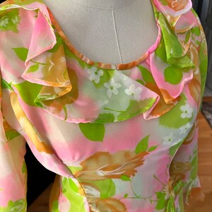 Vintage Dress Plaid Pink Orange Yellow Ruffle Collar 1960s - Etsy