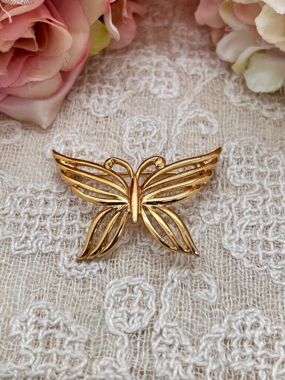 Gold Butterfly Modernist Design Gold Toned Butterfly - Gem