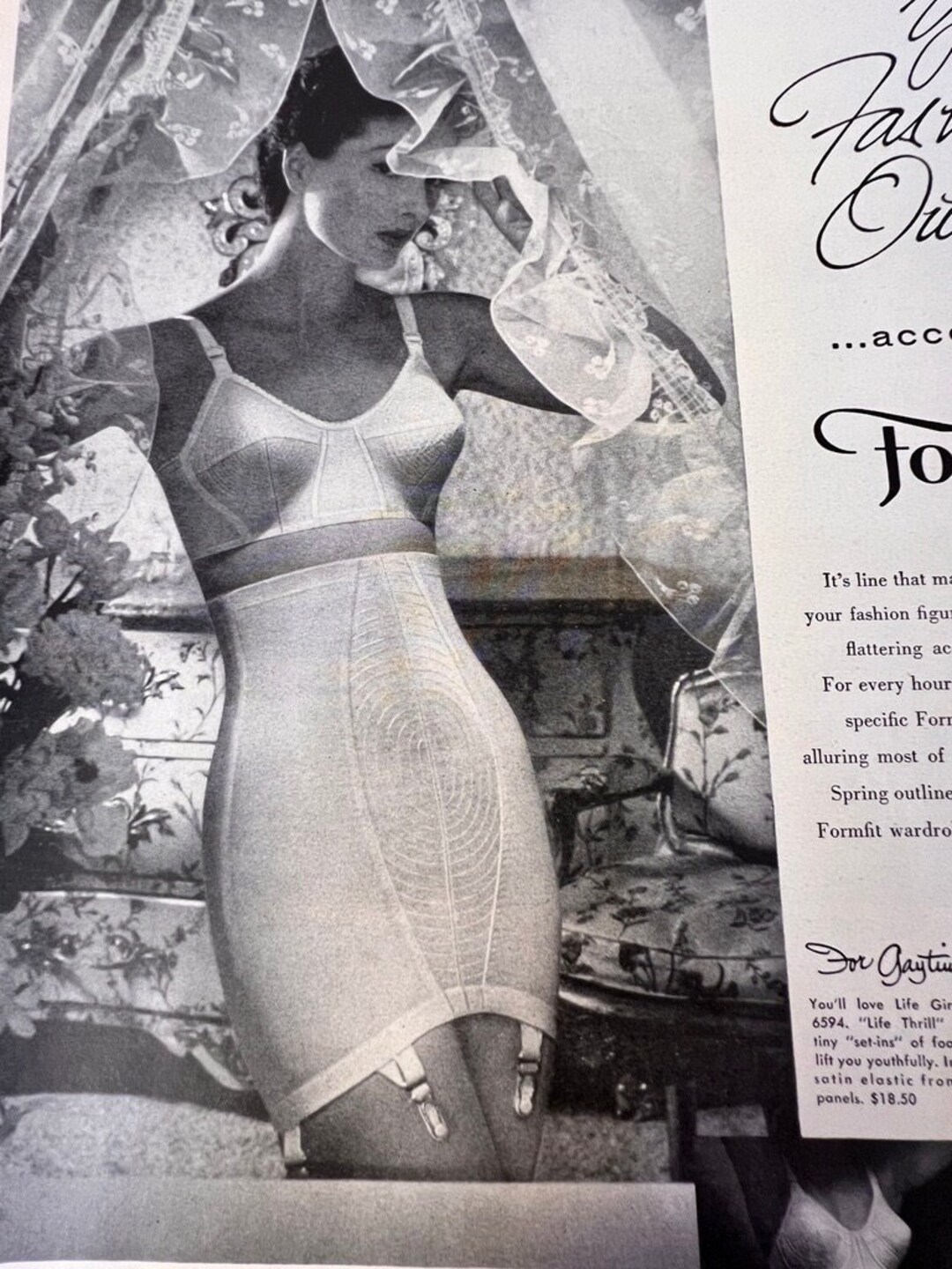 Vintage Formfit Girdle Bra Ad 1950s Life Magazine 10 5 X 14 Etsy