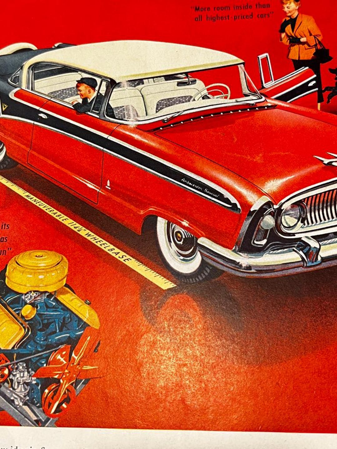 1950s Red Nash Ambassador Car Ad - Vintage Life Magazine Print - Etsy