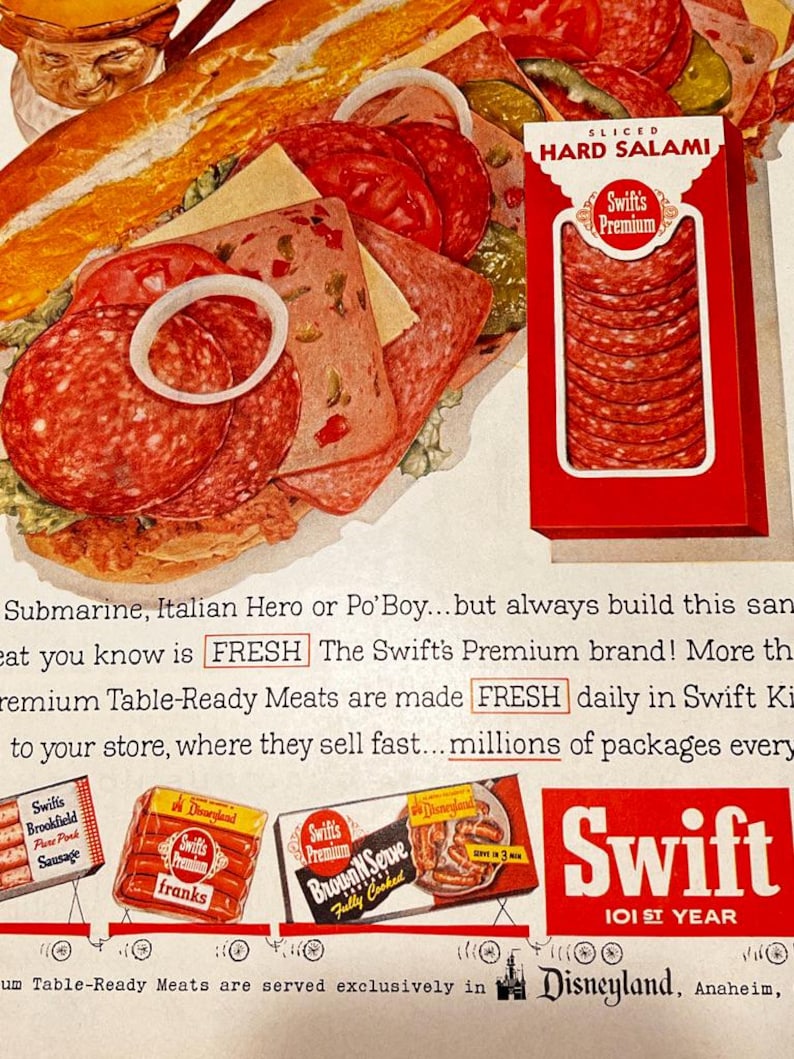 Vintage Swift Salami Ad - 1950s Life Magazine - Etsy