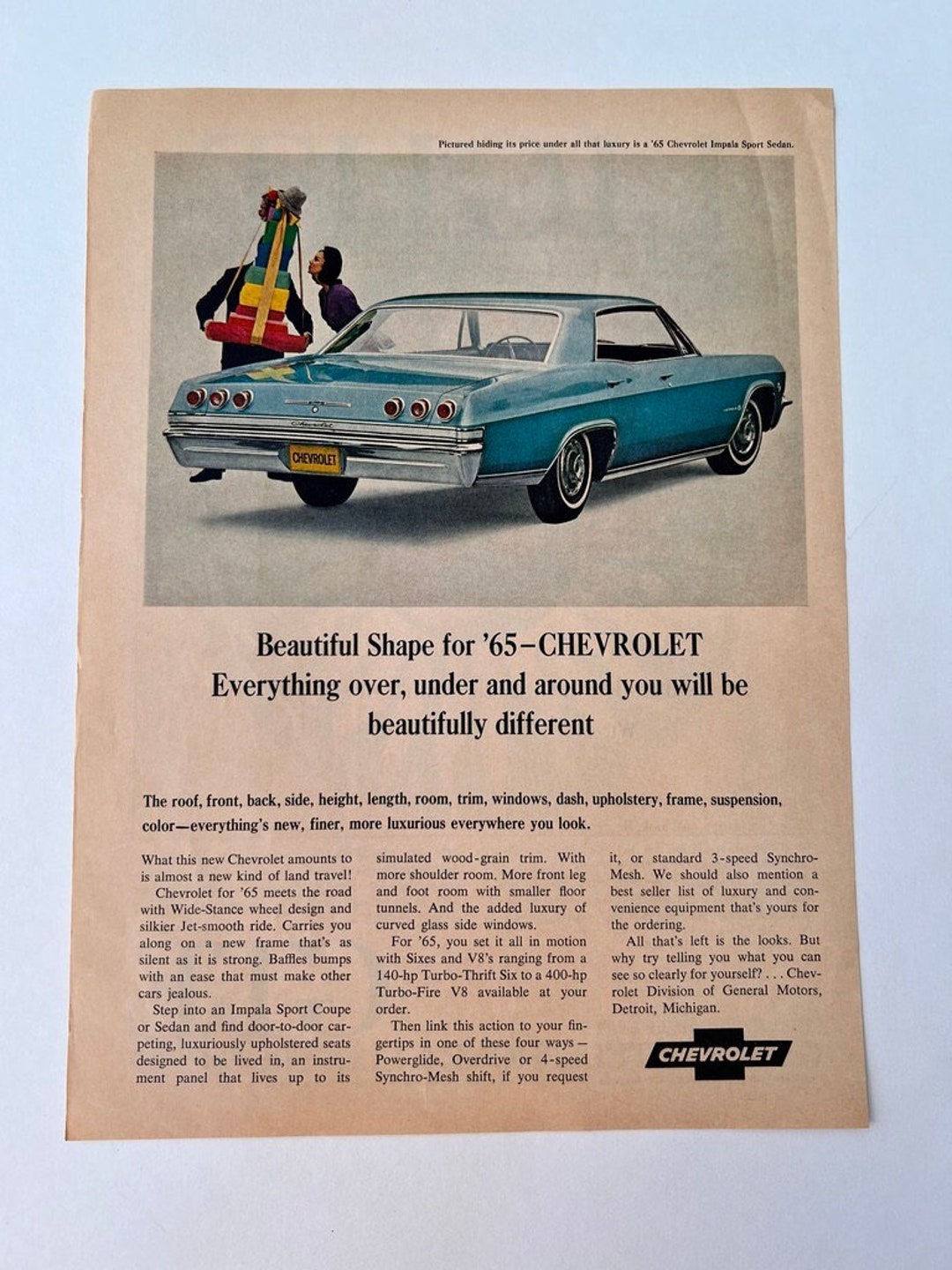 Vintage Chevrolet Impala Blue Ad Newsweek October 1964 8" X 11" - Etsy