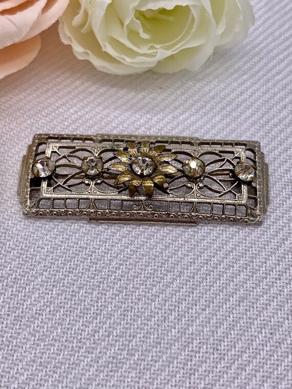 Vintage silver bar pin - Gem