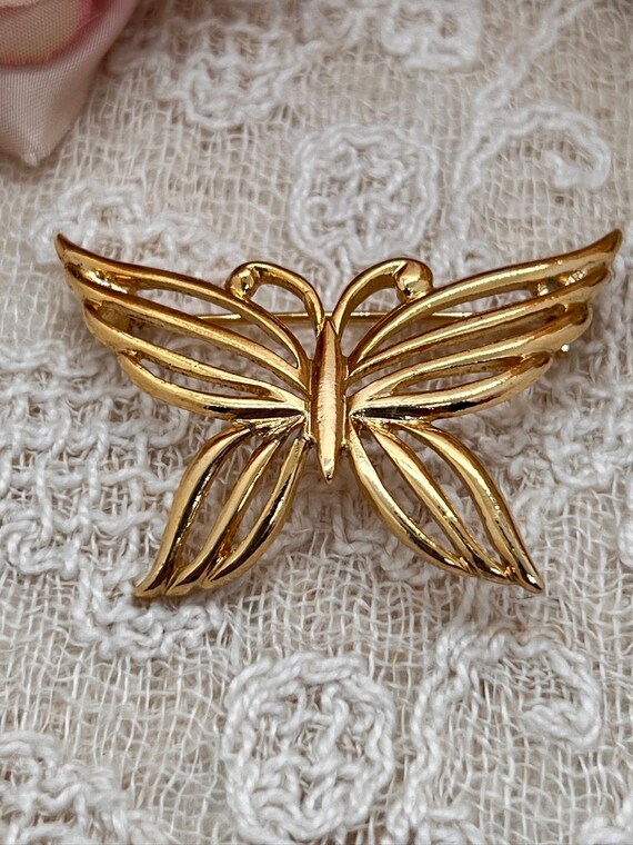 Gold Butterfly Modernist Design Gold Toned Butterfly - Gem