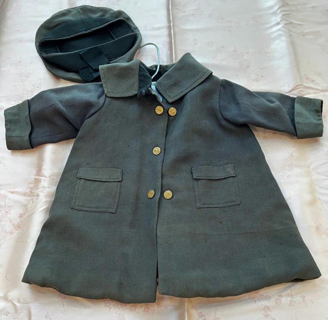 Vintage Coat and Matching Hat Green With Red Lining 12 Months - Etsy