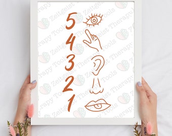 Mindfulness Worksheet Printable | 5-4-3-2-1 Technique - Etsy