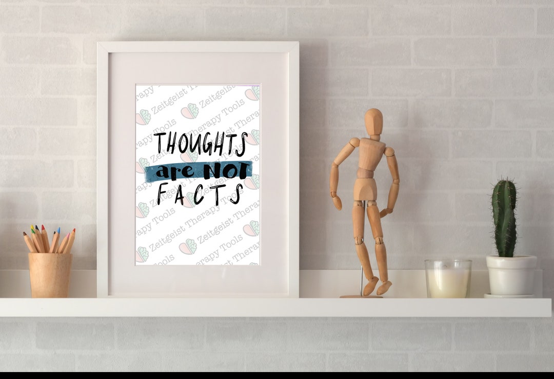 Thoughts Are Not Facts Printable | CBT Therapy Wall Art | Mental Health ...