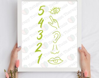 Mindfulness Worksheet Printable | 5-4-3-2-1 Technique - Etsy