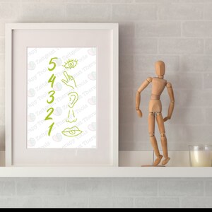 Grounding Technique Symbols in Chartreuse 5-4-3-2-1 for Mindfulness ...