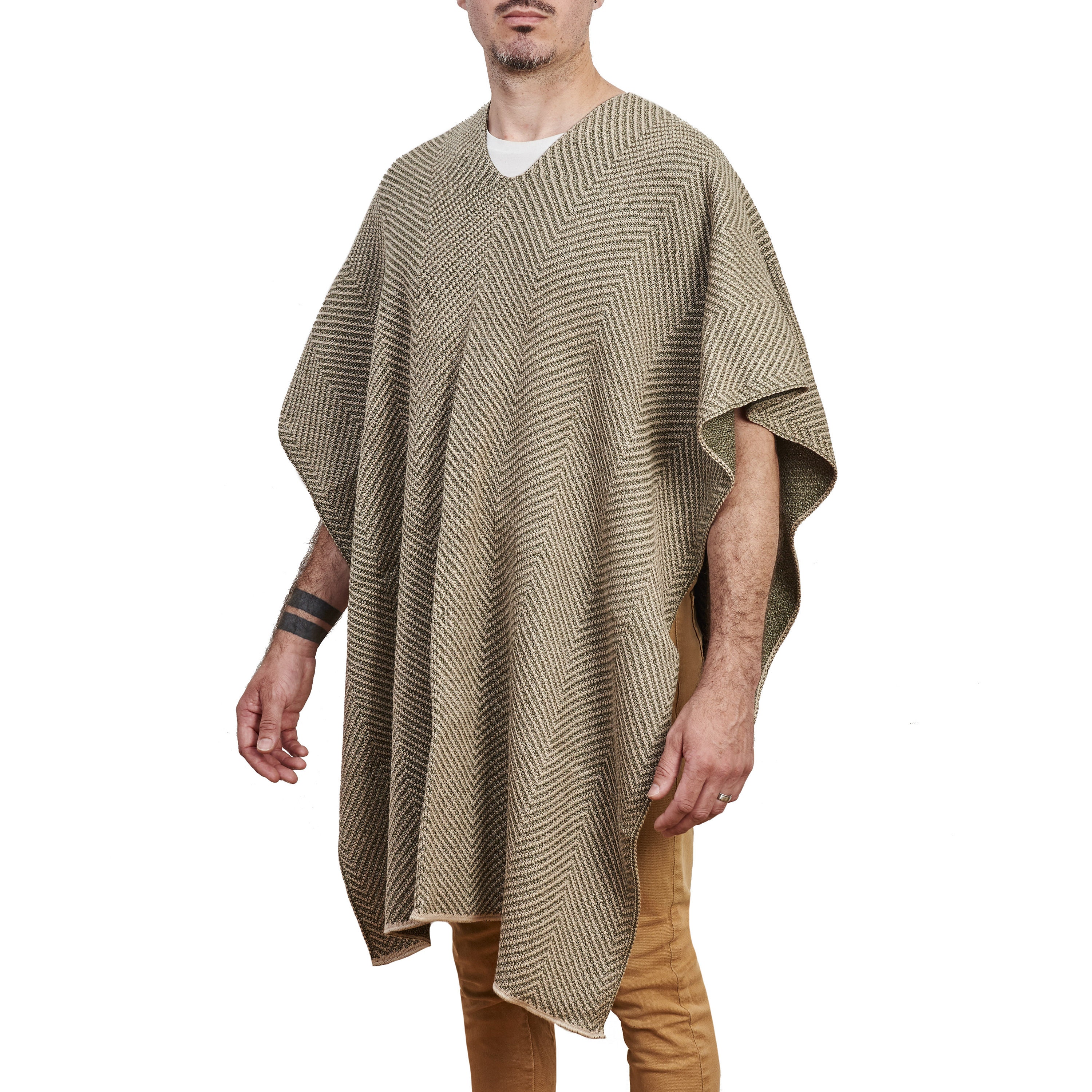 Ruana, Cape With Line Design - Multiple Colors Available - 100% Pure ...