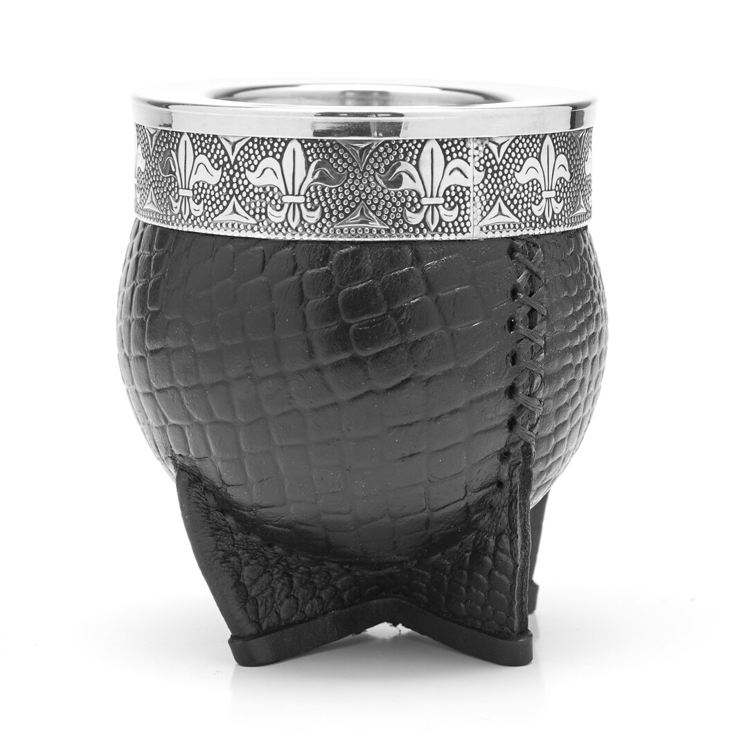 The Black Croco Gourd Set I Mate Gourd Set, Leather Mate Cup ...