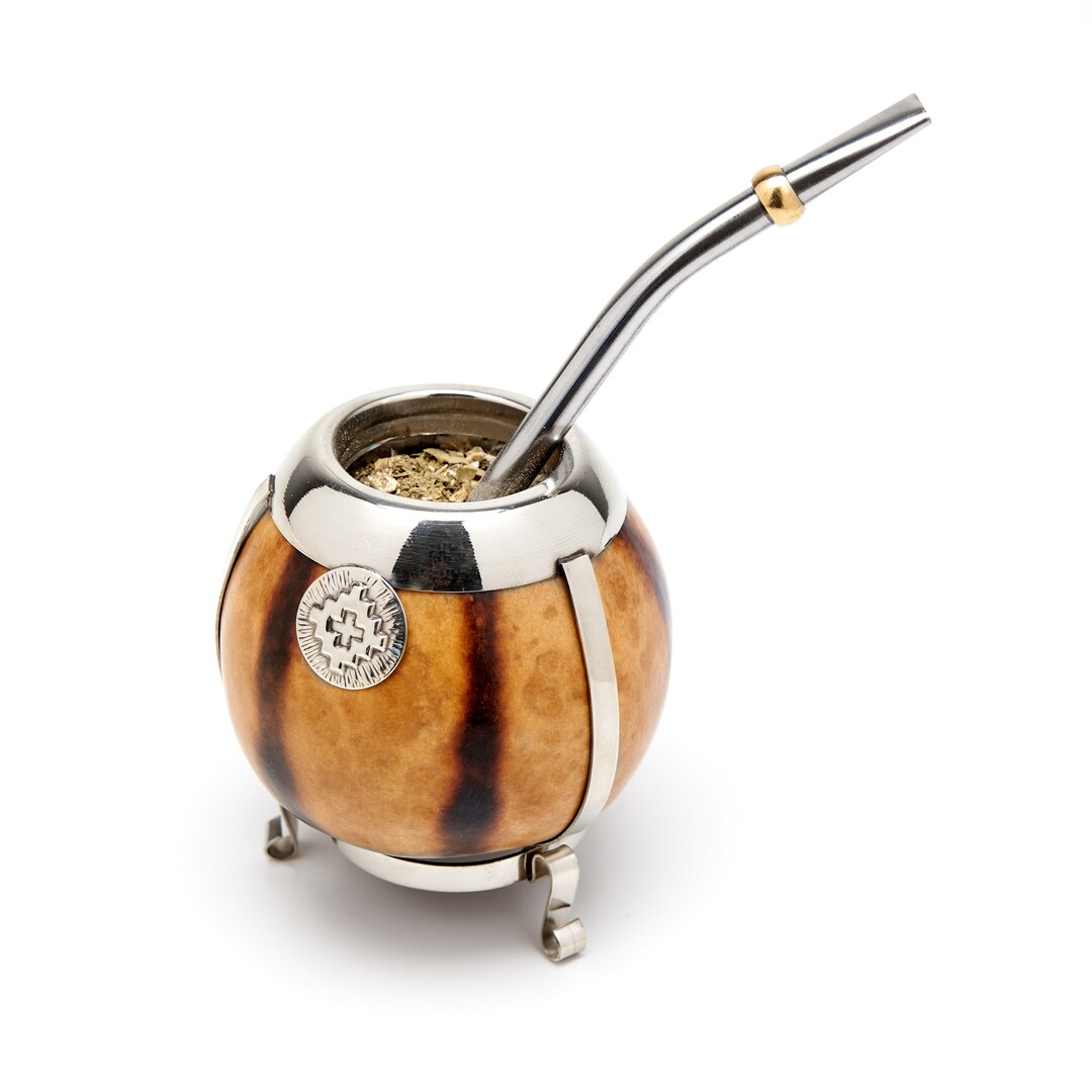 Calebasse Mate Gourd Cup Set With German Silver Trim and Base - Etsy