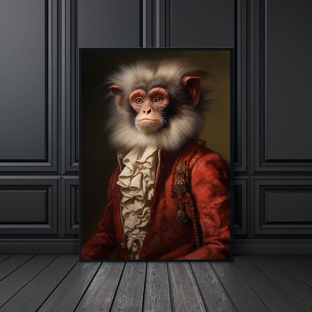 Victorian Animal Portrait, Spider Monkey, Renaissance Monkey Portrait ...