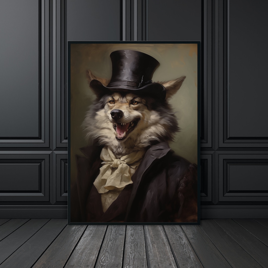 Wolf in Renaissance Outfit, Wolf Wall Art, Gothic Wolf Prints, Wolf ...