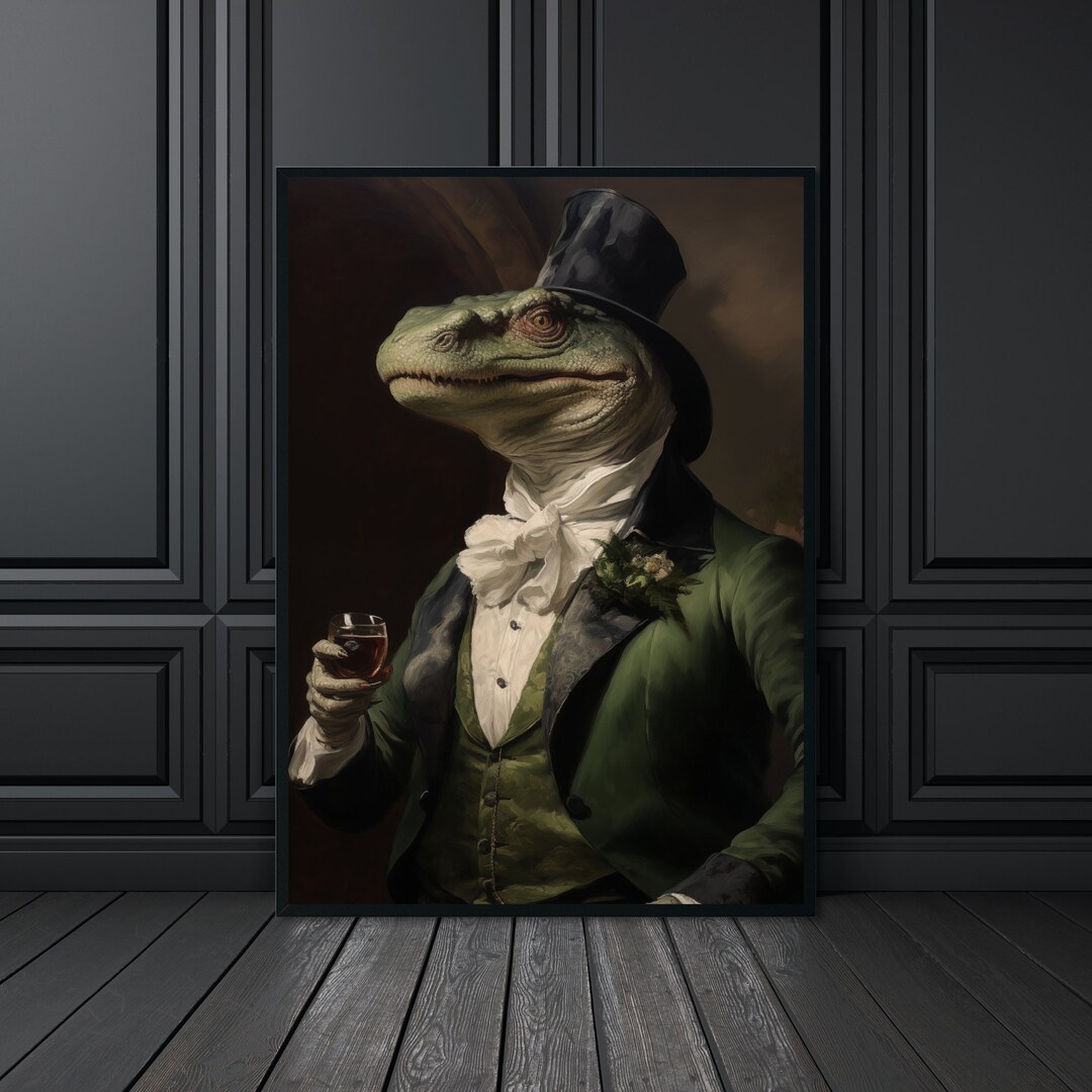 Iguanodon, Iguanodon Print, Gothic Wall Art, Academia, Quirky Dinosaur ...
