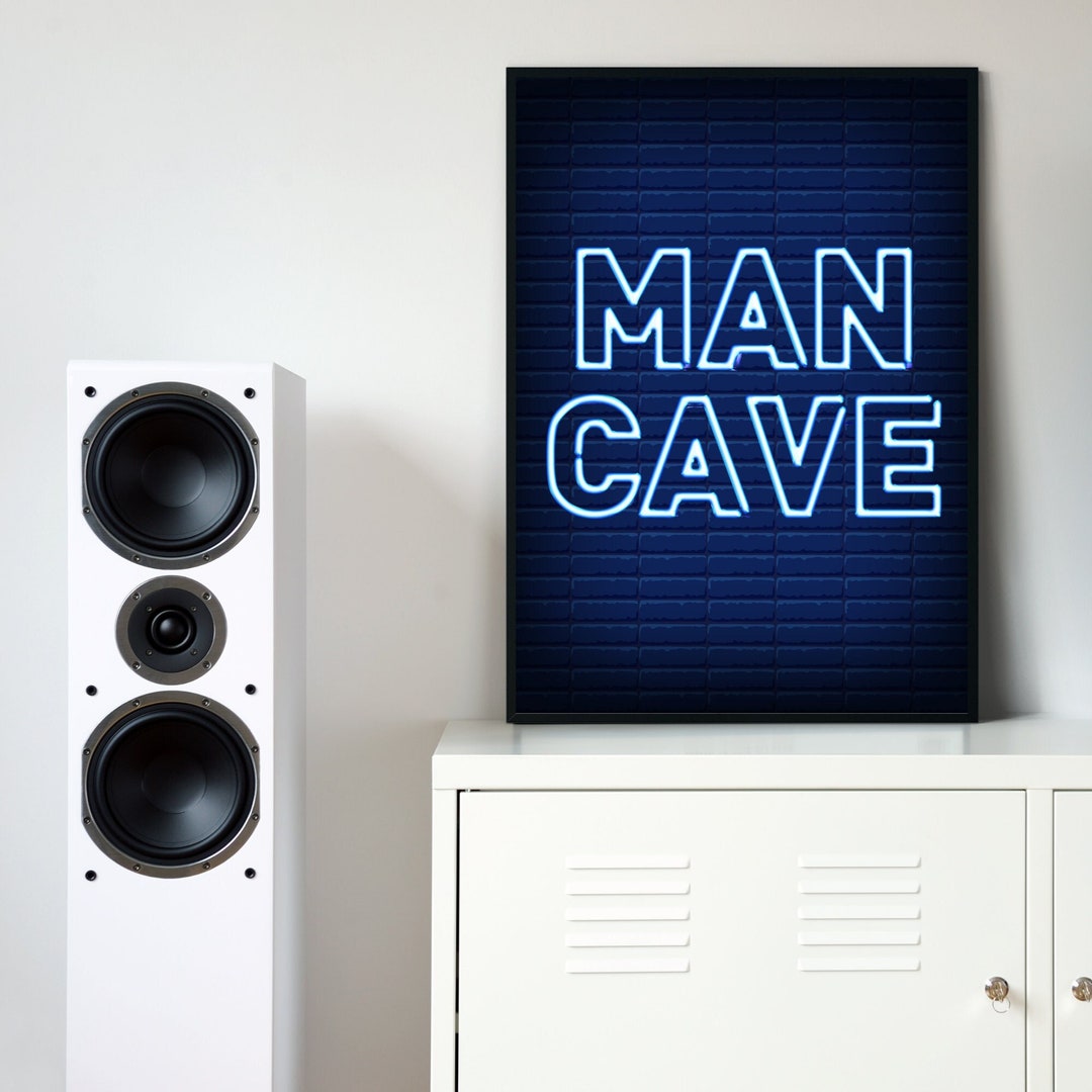 Neon Man Cave Print, Man Cave Print, Blue Teenager Prints, Blue ...