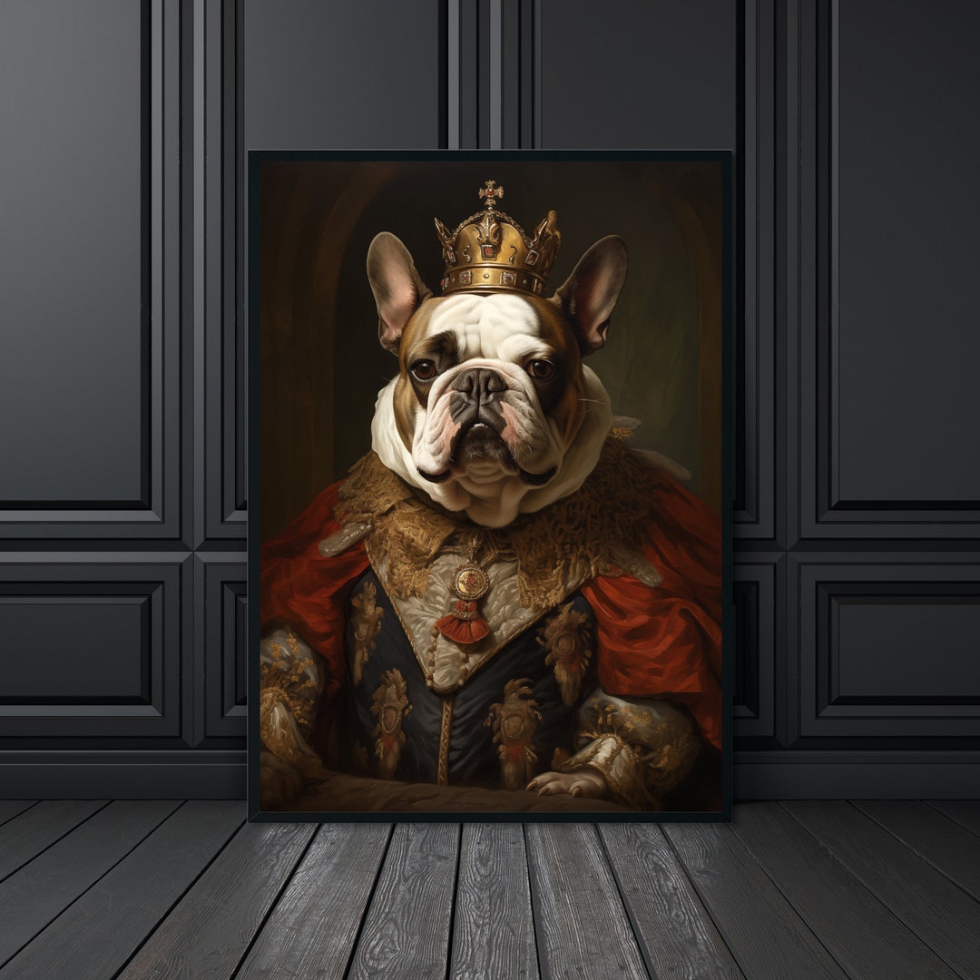 Victorian Animal Portrait, Renaissance Bulldog Portrait, Bulldog Print ...