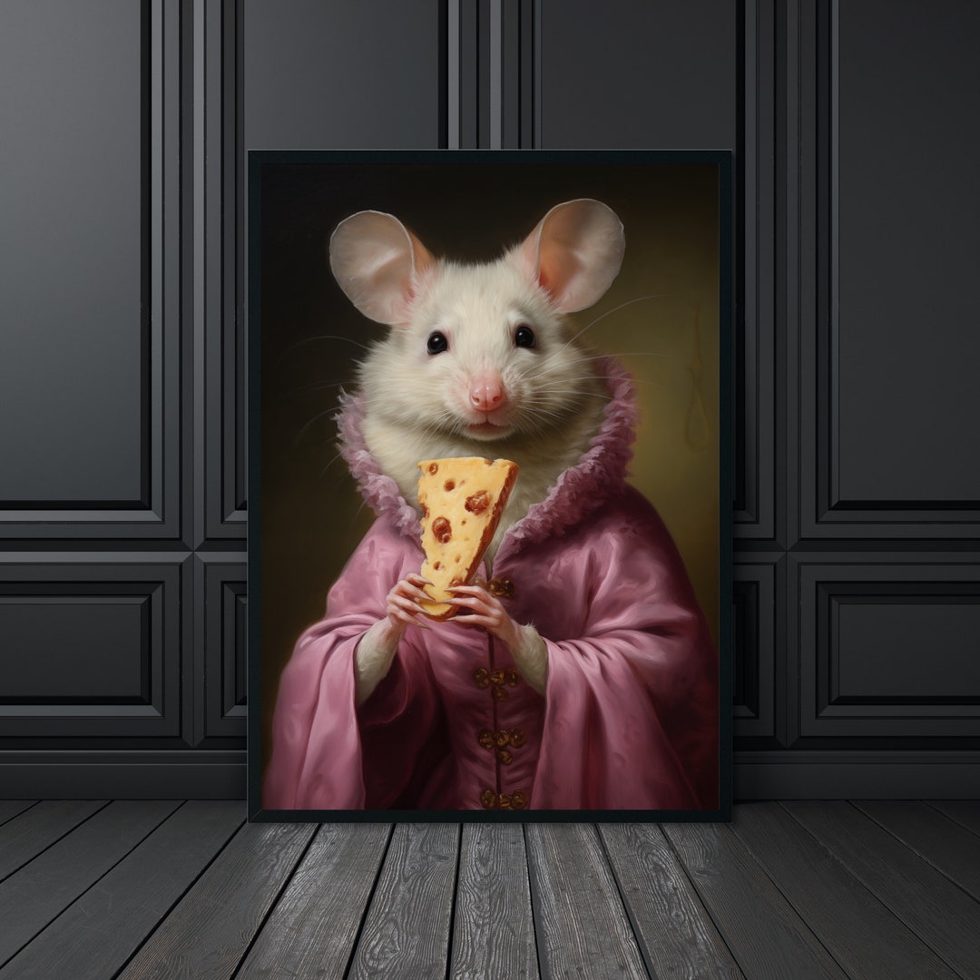 Mouse Renaissance Painting, Mouse Painting, Mouse Print, Pink Kitchen ...