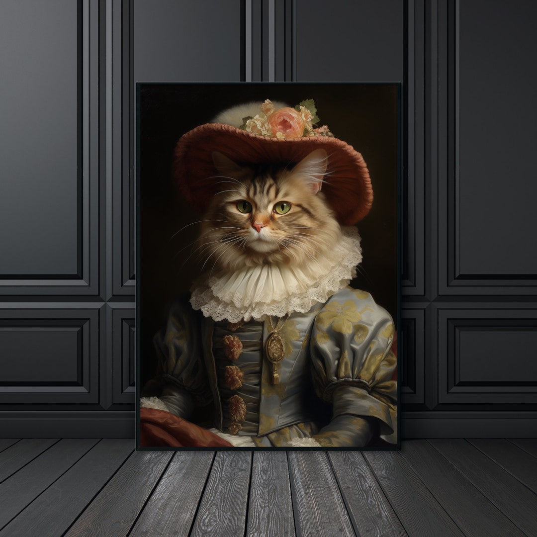 Renaissance Cat Prints, Cat Painting, Cat Gifts, Cute Cat Gifts ...